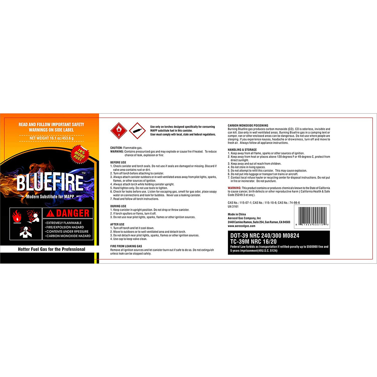 Pack of 2, 14.1 oz BLUEFIRE Modern MAPP Gas Cylinder – Bluefireusa